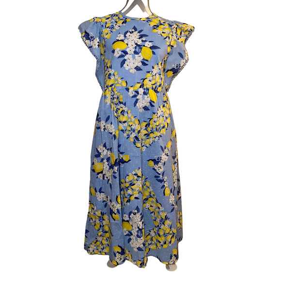 Ann Taylor | Dresses | Nwt Ann Taylor Blue Yellow Lemon Swiss Dot ...